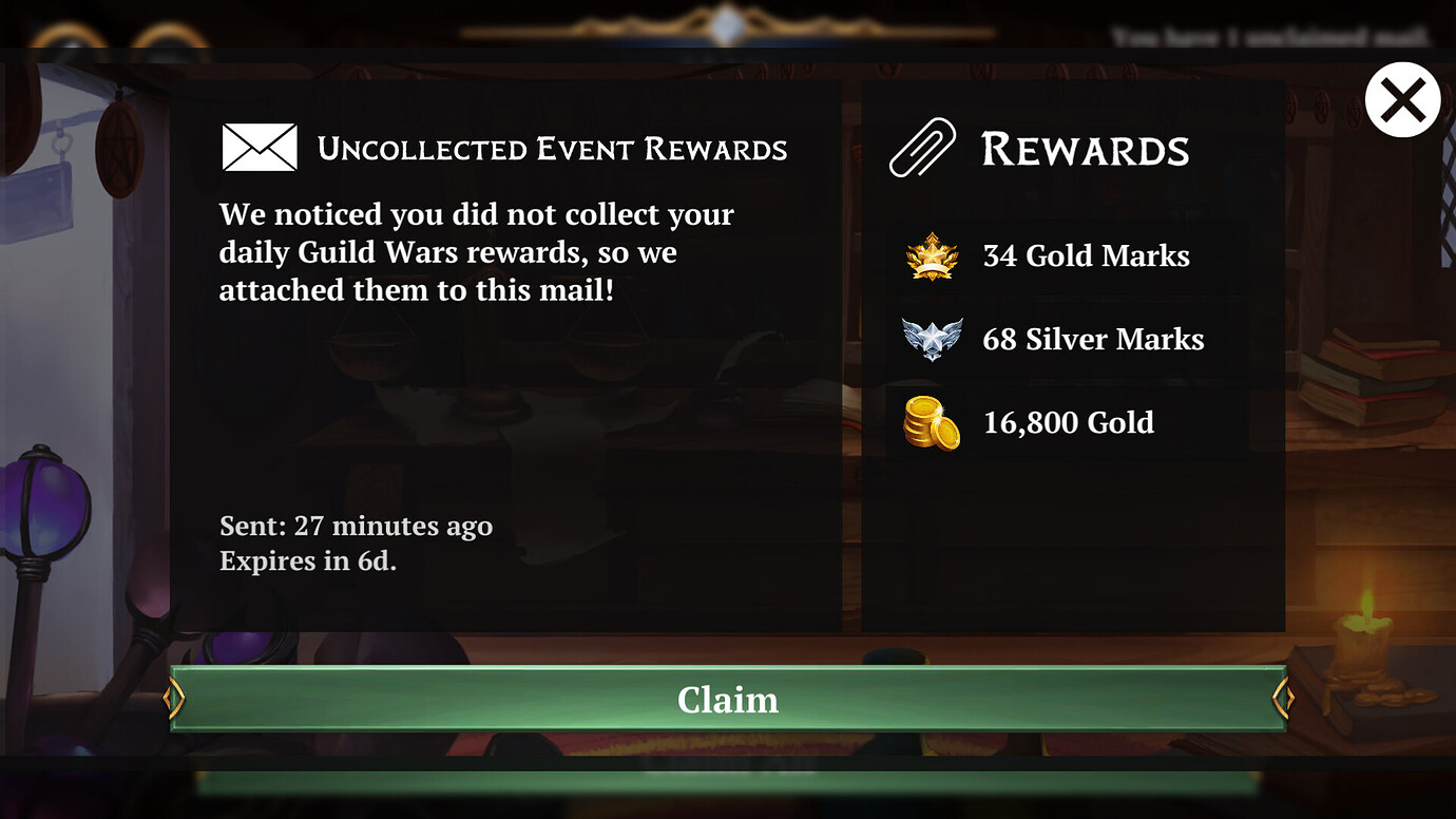 [reported] Daily Guild Wars Rewards - Bug Reports - Gems of War | Forums