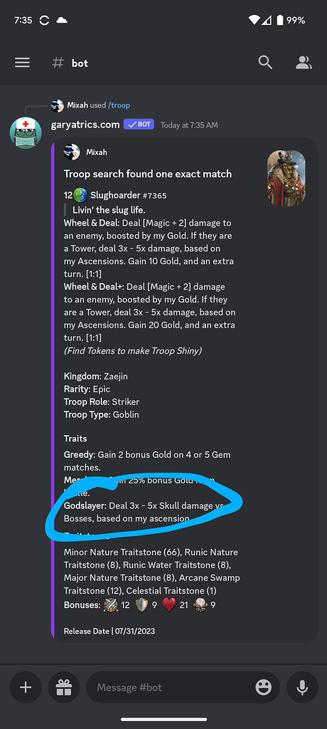 Preview for next week's troop maybe has the wrong trait - Bug Reports - Gems of War | Forums