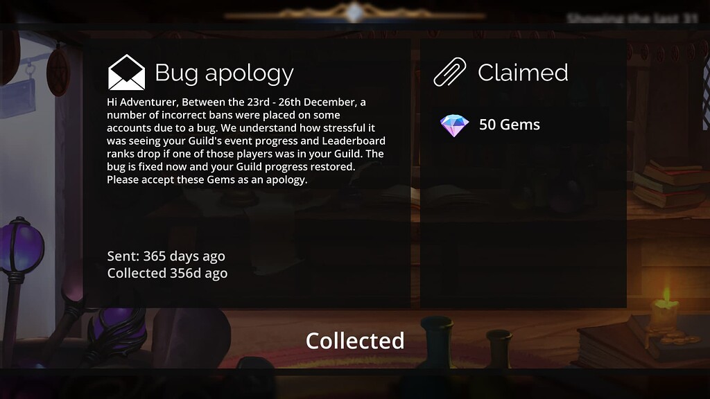[Reported] Happy Anniversery to this Bug apology mail - Bug Reports - Gems of War | Forums