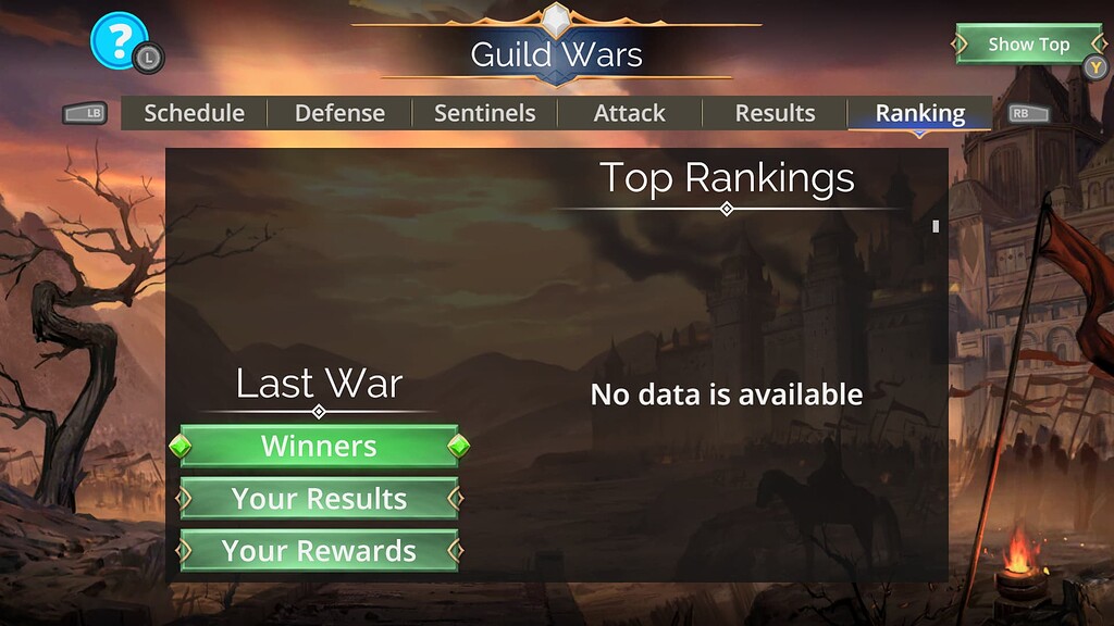 [Not a Bug] Guild Wars Top Rankings "No Data Available" - Bug Reports - Gems of War | Forums