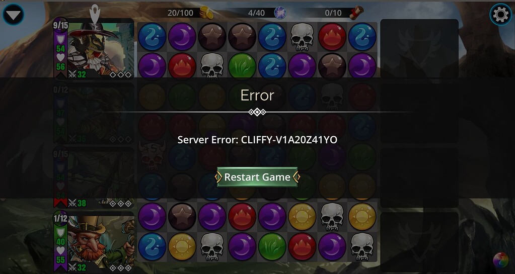 [Reported] Server error cliffy- - Bug Reports - Gems of War | Forums