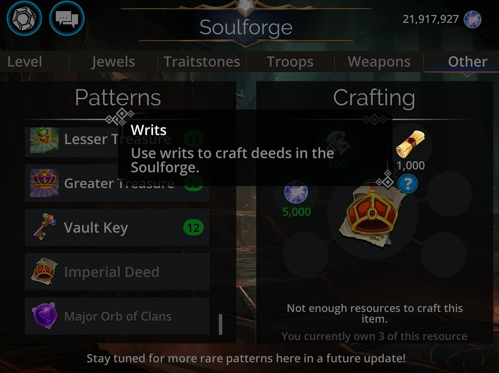 Please add "What you currently have" to Soulforge view - Feature ...