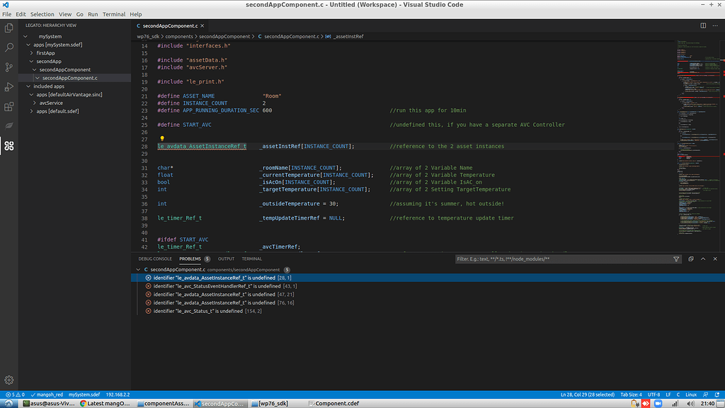 vs code with example code error - Legato Application Framework - Legato Forum