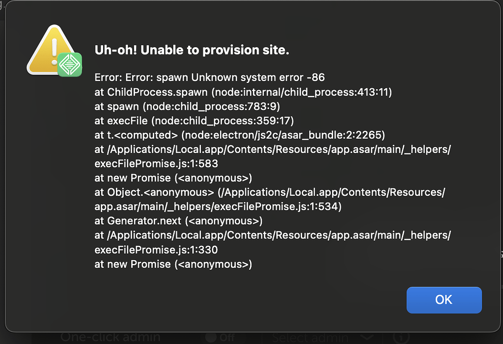 (solved) Error provisioning site on fresh install / new laptop - Archived Support - Local Community