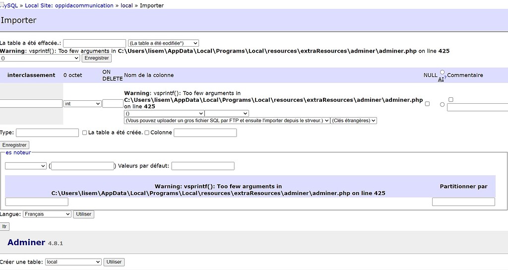 Bug with Adminer - Support - Local Community
