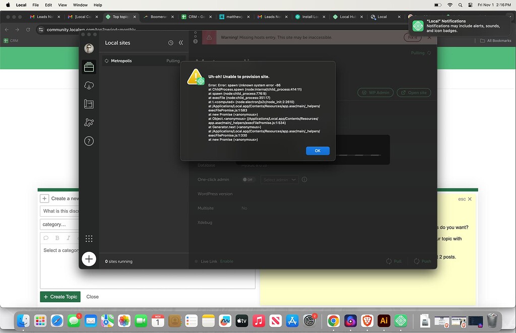 Unable to provision site, could not update hosts file - Support - Local ... Unable to provision site, could not update hosts file - Support - Local ...