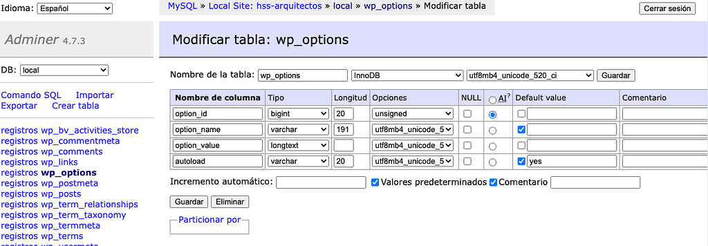 I need to modify wp_options table - Support - Local Community