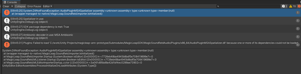 Cannot load MSA plugin - Unity Development - Magic Leap 2 Developer Forums