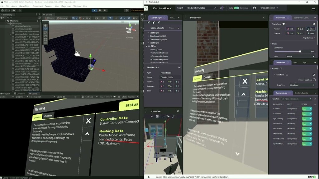When moving in the Meshing scene in the Magic Leap 2 Example, the mesh disappears - Unity ...