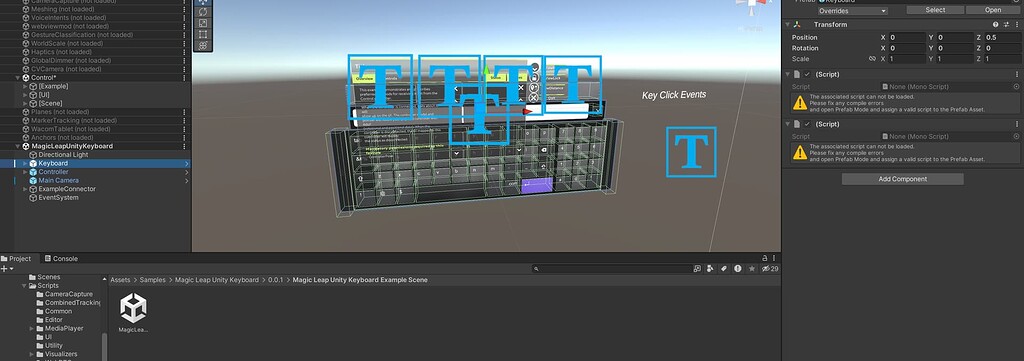 Keyboard example scene setup - build error + missing scripts? - Unity Development - Magic Leap 2 ...