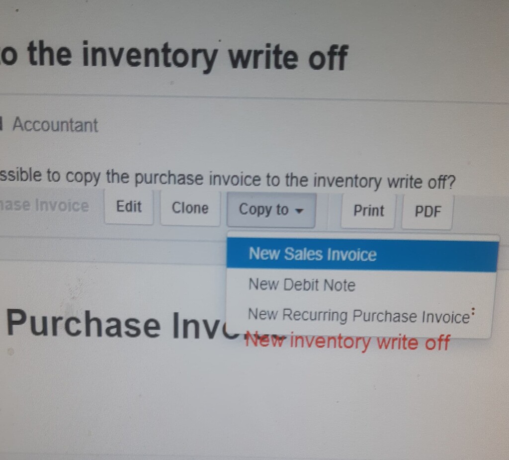 Copy to inventory write off - Manager Forum