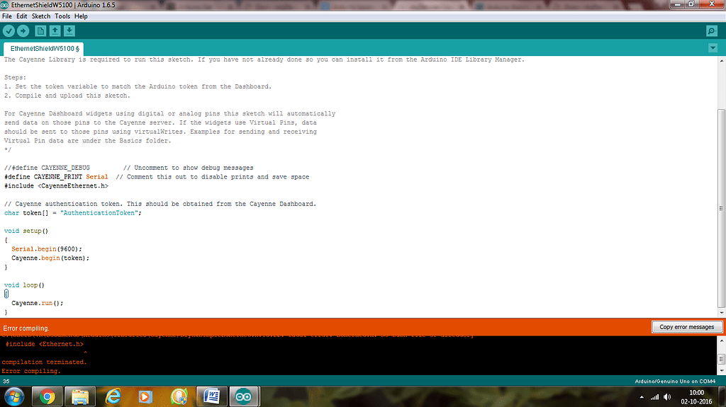 Error Compiling - Helped - myDevices Cayenne Community