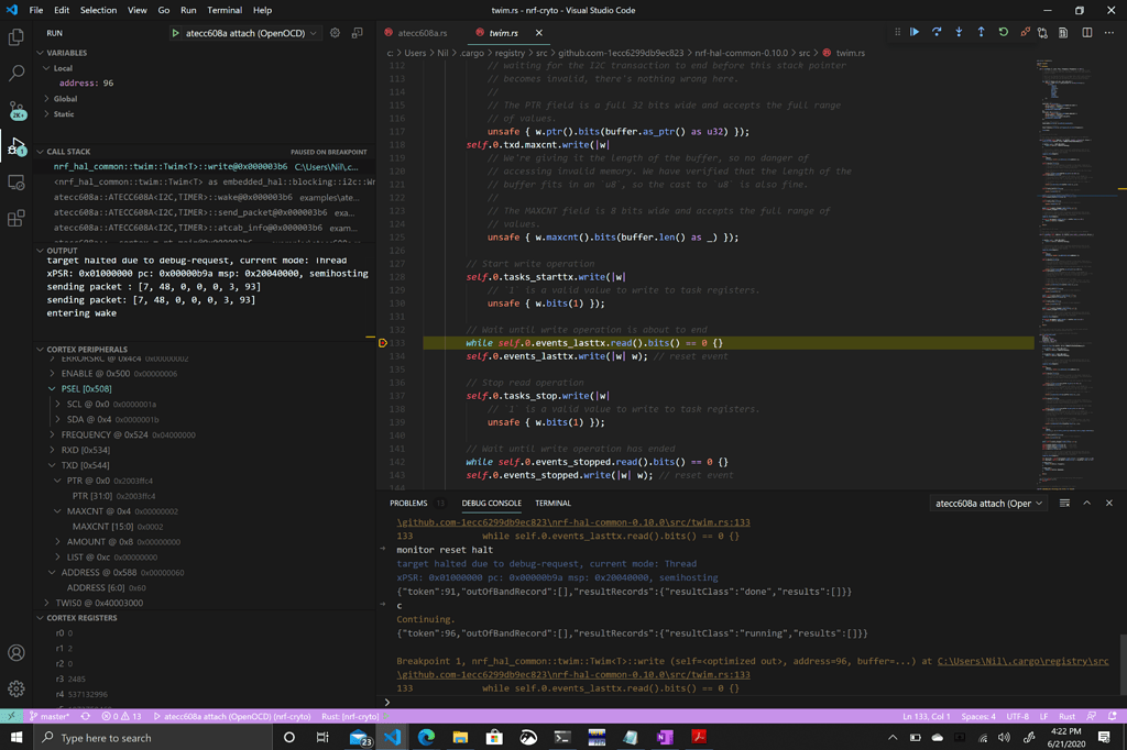 Infinite loop in the `i2c (or Twim) implementation` of nrf52840_hal ...