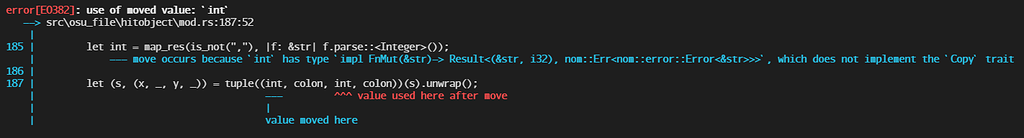 Nom crate, reusing locally created parsers, use of moved value error - help - The Rust ...