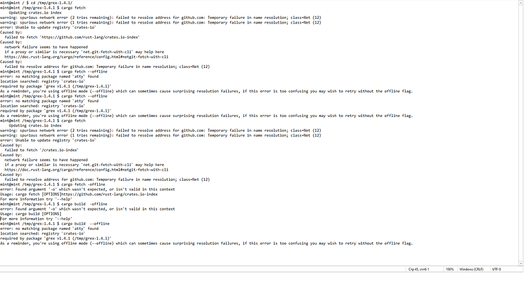 Trouble during building github project offline - help - The Rust Programming Language Forum