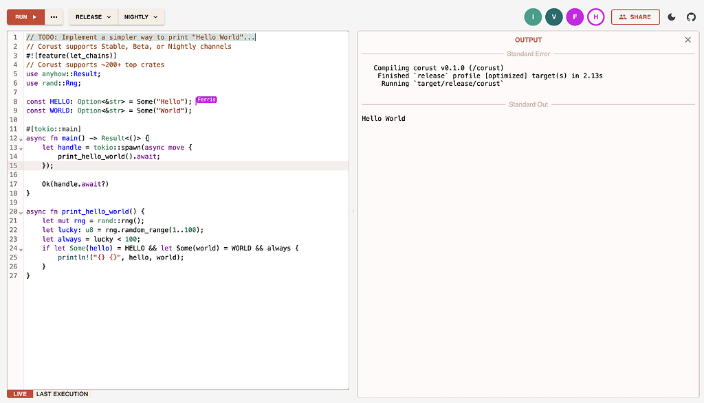 Corust - A collaborative Rust Playground - announcements - The Rust Programming Language Forum