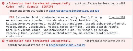 VSCode: Extension host terminated unexpectedly - editors and IDEs - The Rust Programming ...