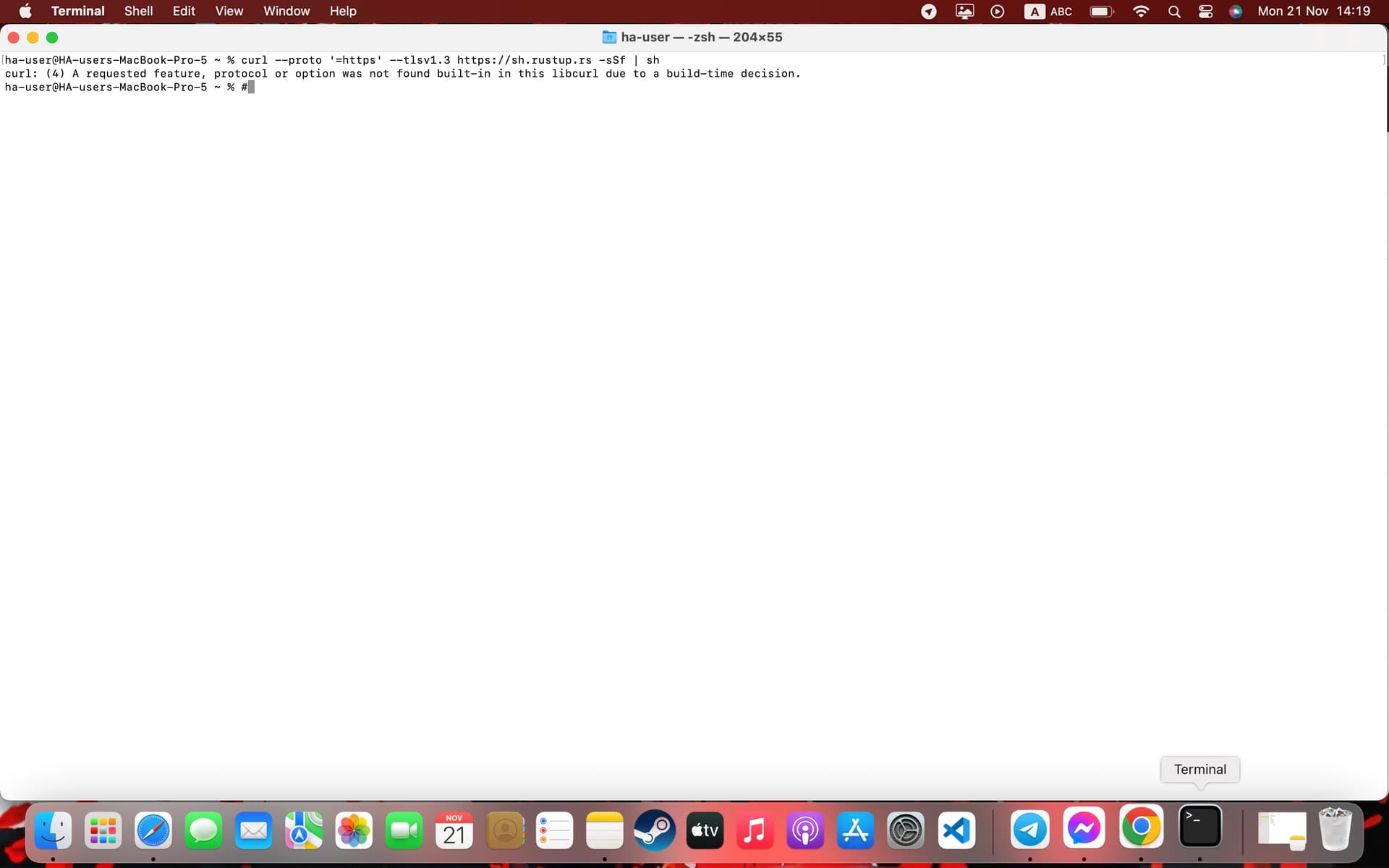 Can't install rust on my macOs - help - The Rust Programming Language Forum