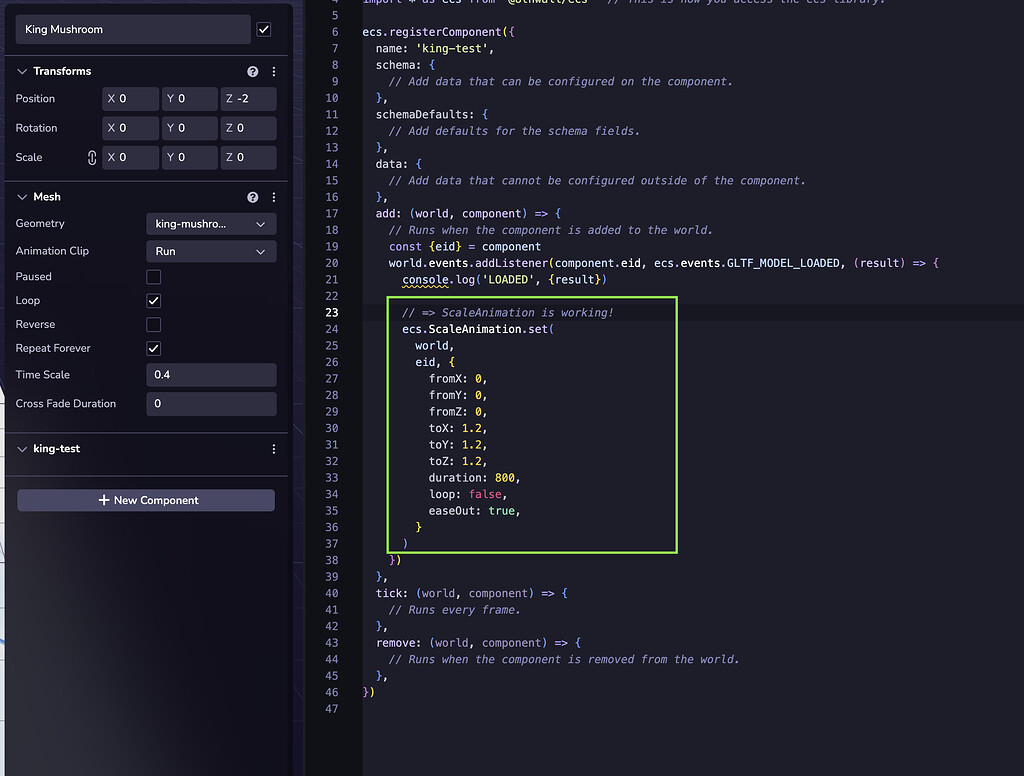 Studio: ecs.ScaleAnimation.set(..) not working when a Collider is attached to the entity - 🧑‍💻 ...