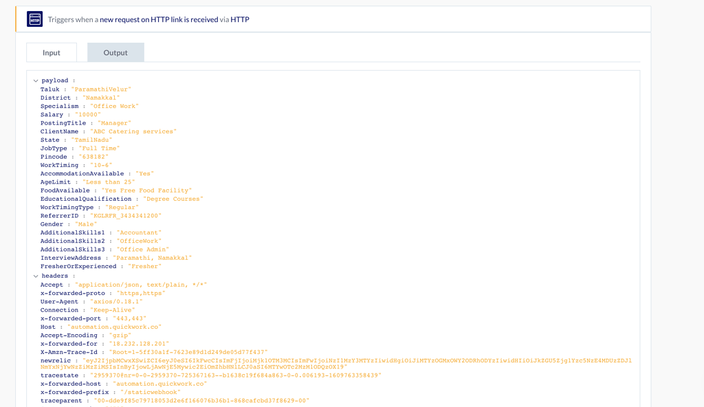 Issue in sending JSON data using custom action - External Collections, Custom Actions ...