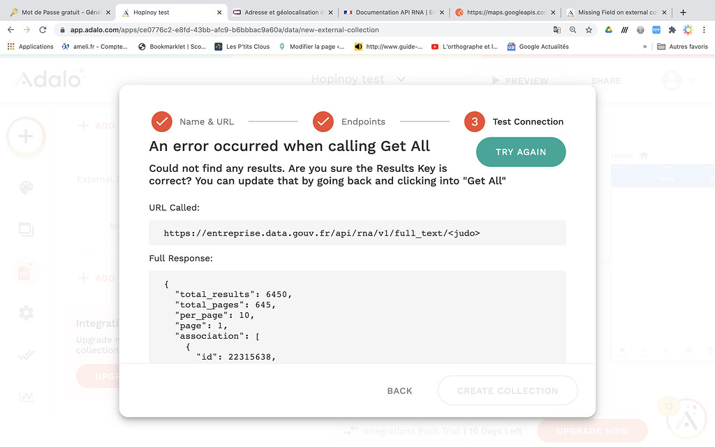 Problem with external collection - api - Get Help - Adalo