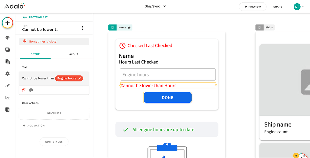 Show button based on value of input field in a list item - Get Help - Adalo