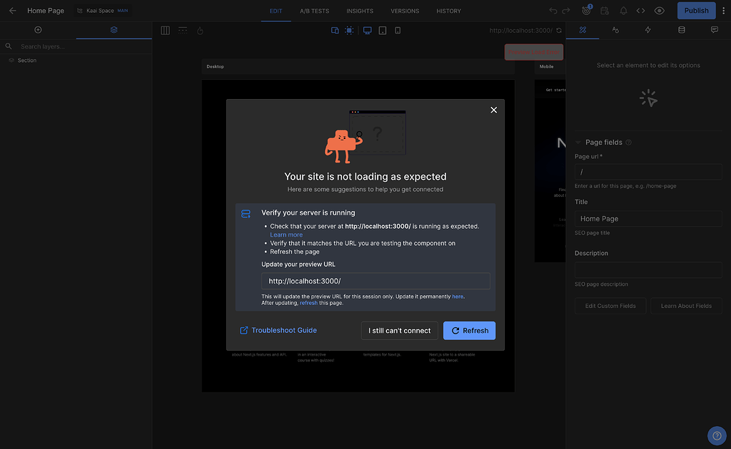 Visual Editor Preview is not working for root path for Next JS app router - Visual Editor Help ...