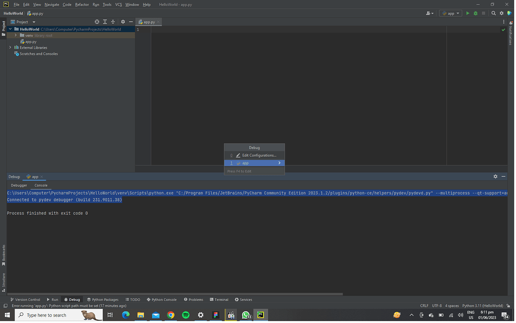 Floating Debug popup on pycharm - Python - Code with Mosh Forum
