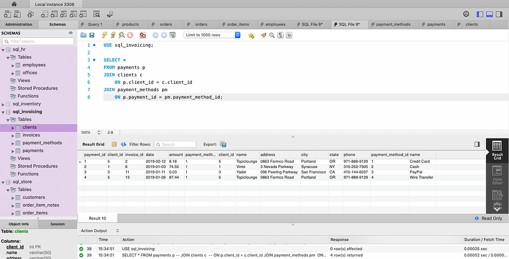 Beginner Level in SQL - 4 - Joining Multiple Tables - SQL - Code with Mosh Forum