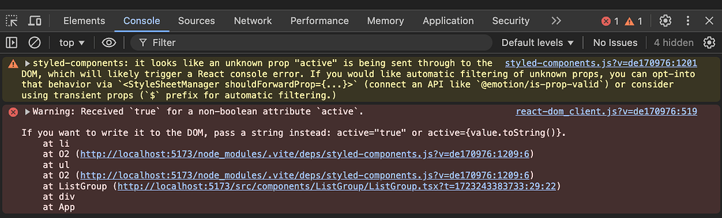 Warning: Received `true` for a non-boolean attribute - React - Code ...