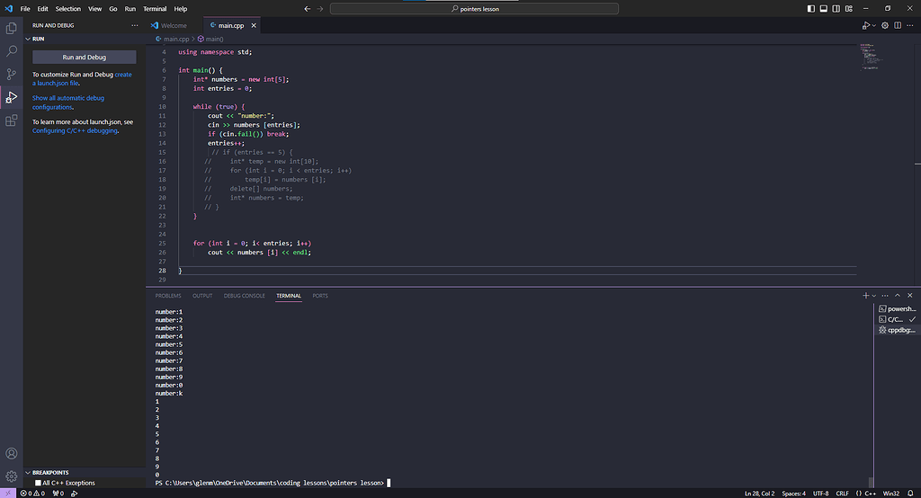 Dynamically resizing array lesson help c++ intermediate - C++ - Code with Mosh Forum