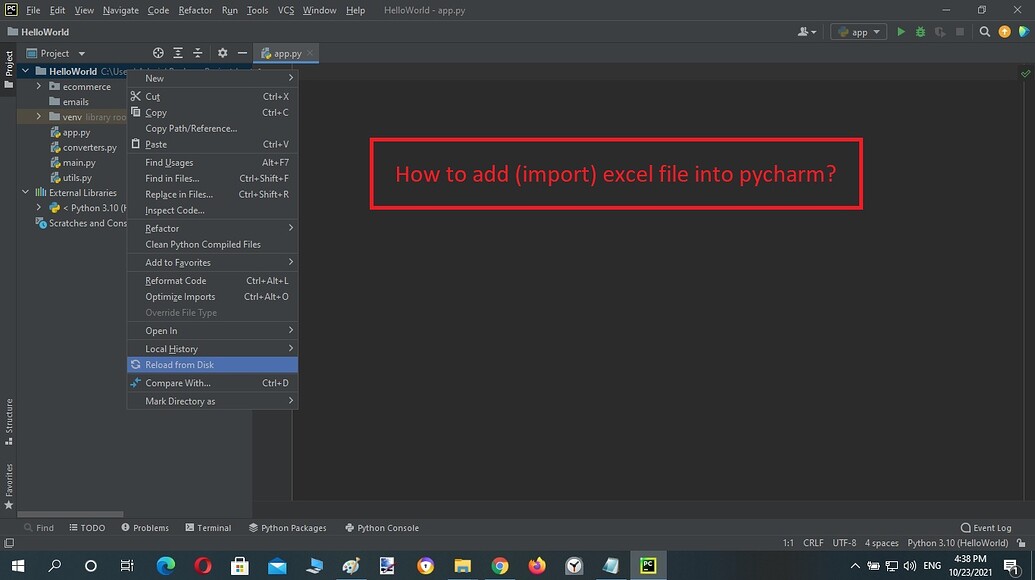 How to import excel file into PyCaharm editor? - Python - Code with ...