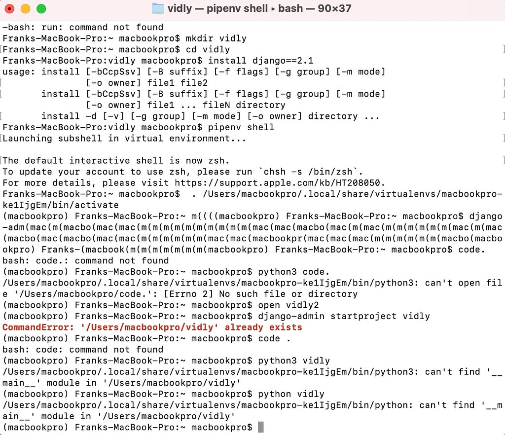Running code . command - Django - Code with Mosh Forum