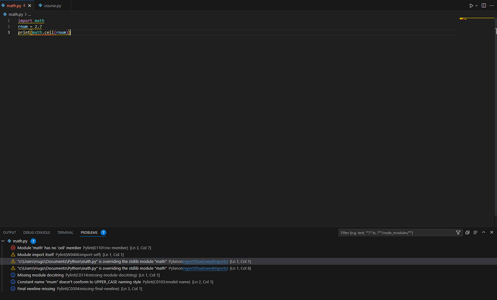 Vscode says there are problems in my code but it's working? - Python - Code with Mosh Forum