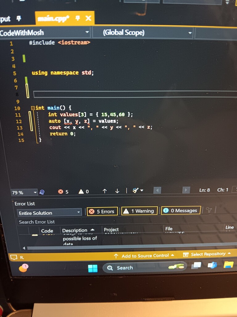Unpacking Arrays - C++ - Code with Mosh Forum