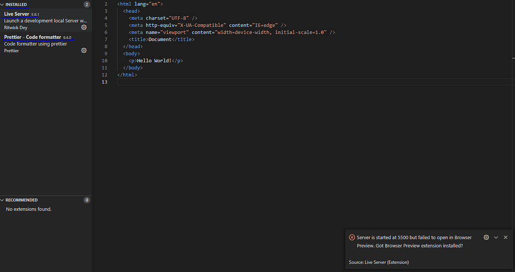 Live Server - Not Opening in Chrome Browser - HTML/CSS - Code with Mosh ...