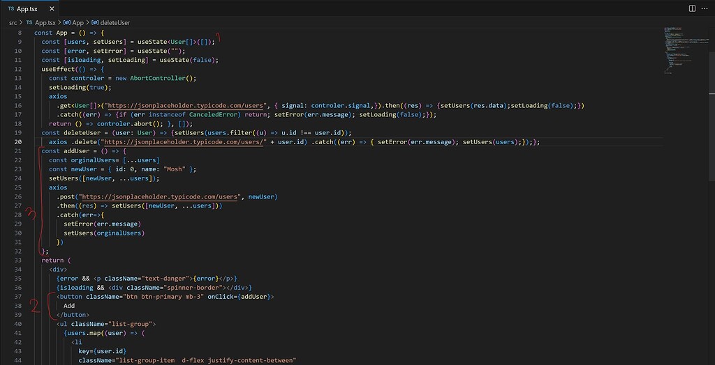 Add data (connecting to backend) in react course - Code with Mosh Forum