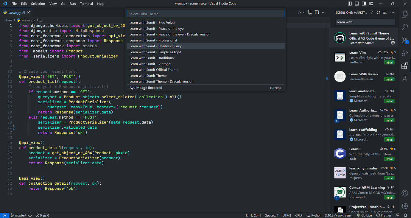 The best dark theme to be used for VsCode - Python - Code with Mosh Forum