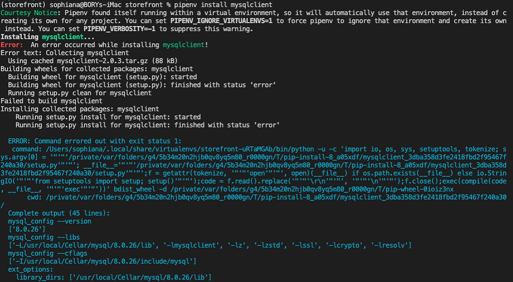 Pipenv Install Mysqlclient Error Django Code With Mosh Forum