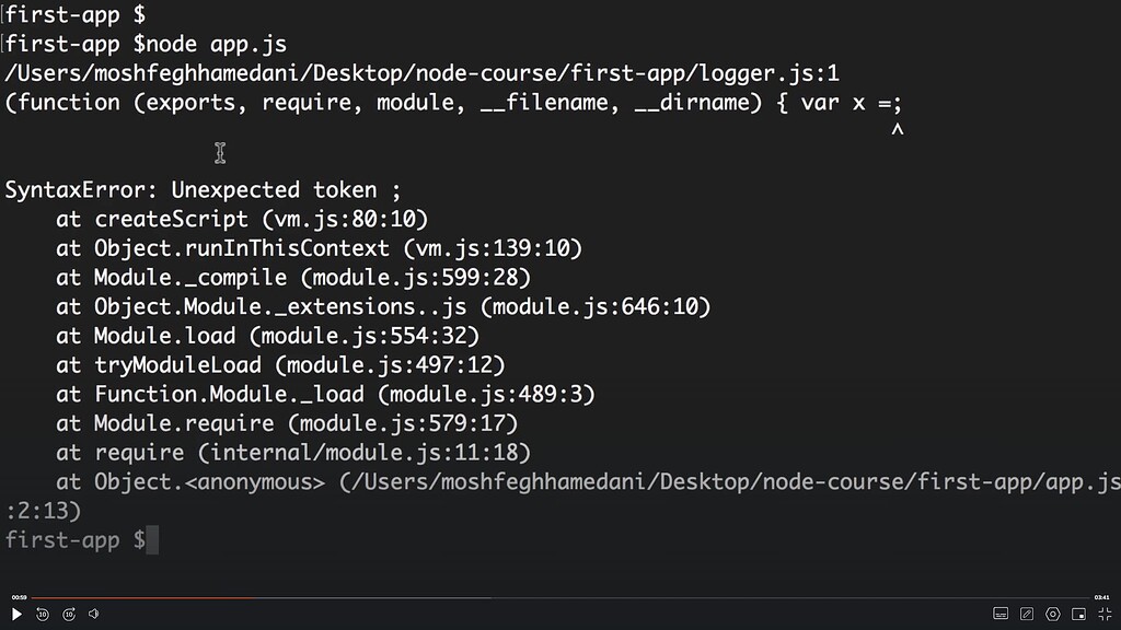 Cmd not console logging all information - Node - Code with Mosh Forum