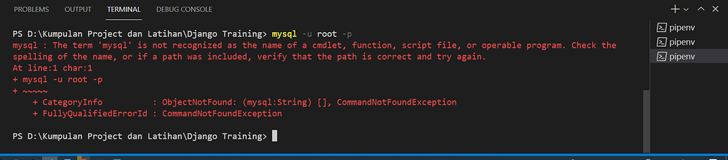 Django Mysql Command Not Found Powershell VSCODE - Django - Code with Mosh Forum