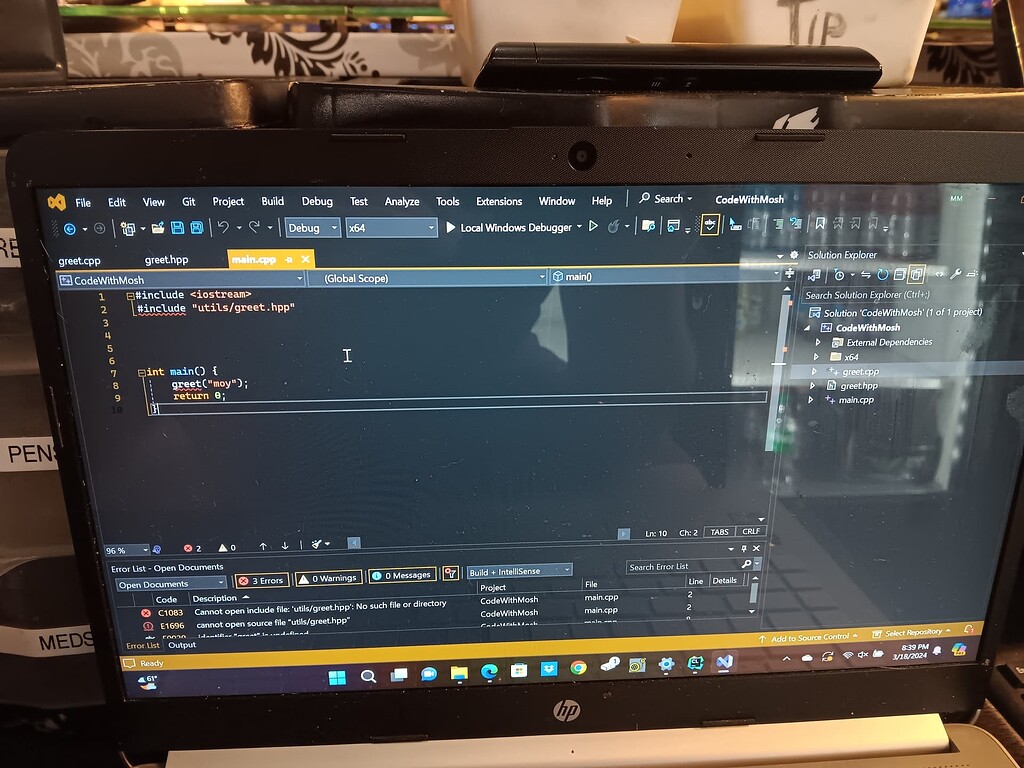 I'm doing visual studio and can't do the organizing function in files ...