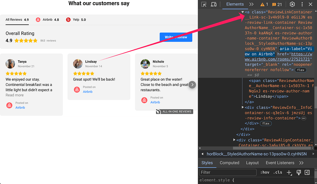 Reviews: Accessibility issues in Lighthouse reports fixed - Bug Fix - Elfsight Community