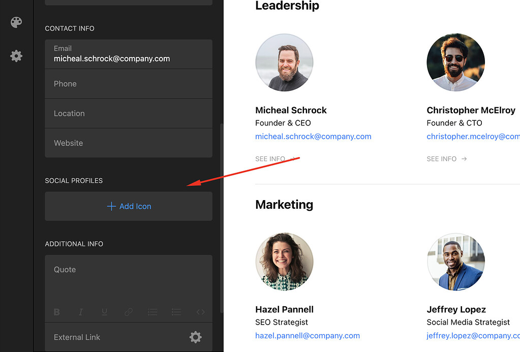 Team Showcase: Icon scroll - Fixed - Elfsight Community
