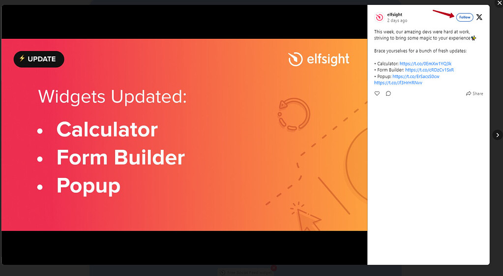 Social Feed: Follow button in the popup is available now - New Feature - Elfsight Community
