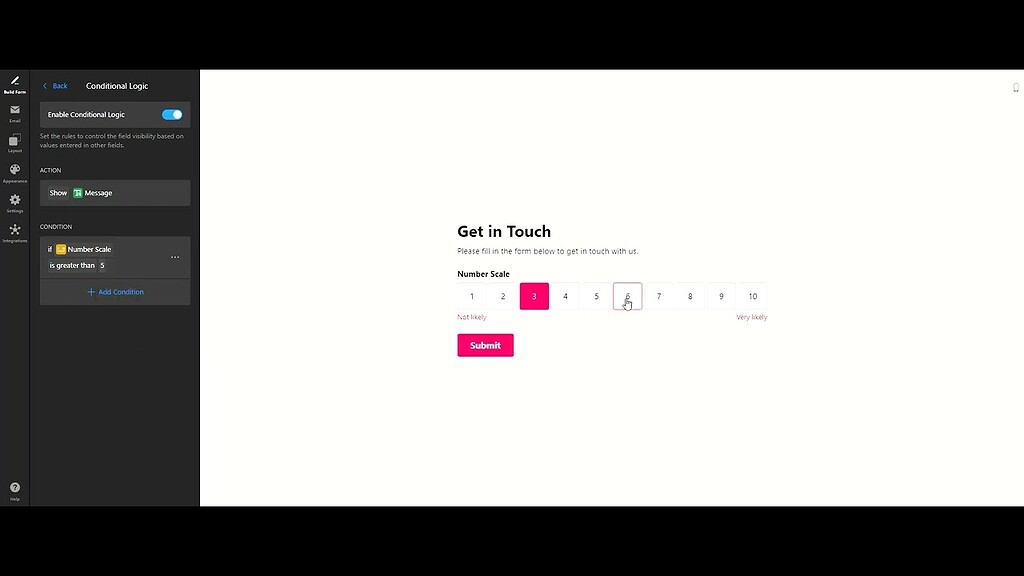 Form Builder: Greater and Less Than conditions are available for Number Scale field - New ...