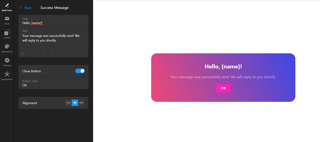 Forms: Incorrect transferring of the form data to Success Message fixed - Bug Fix - Elfsight ...