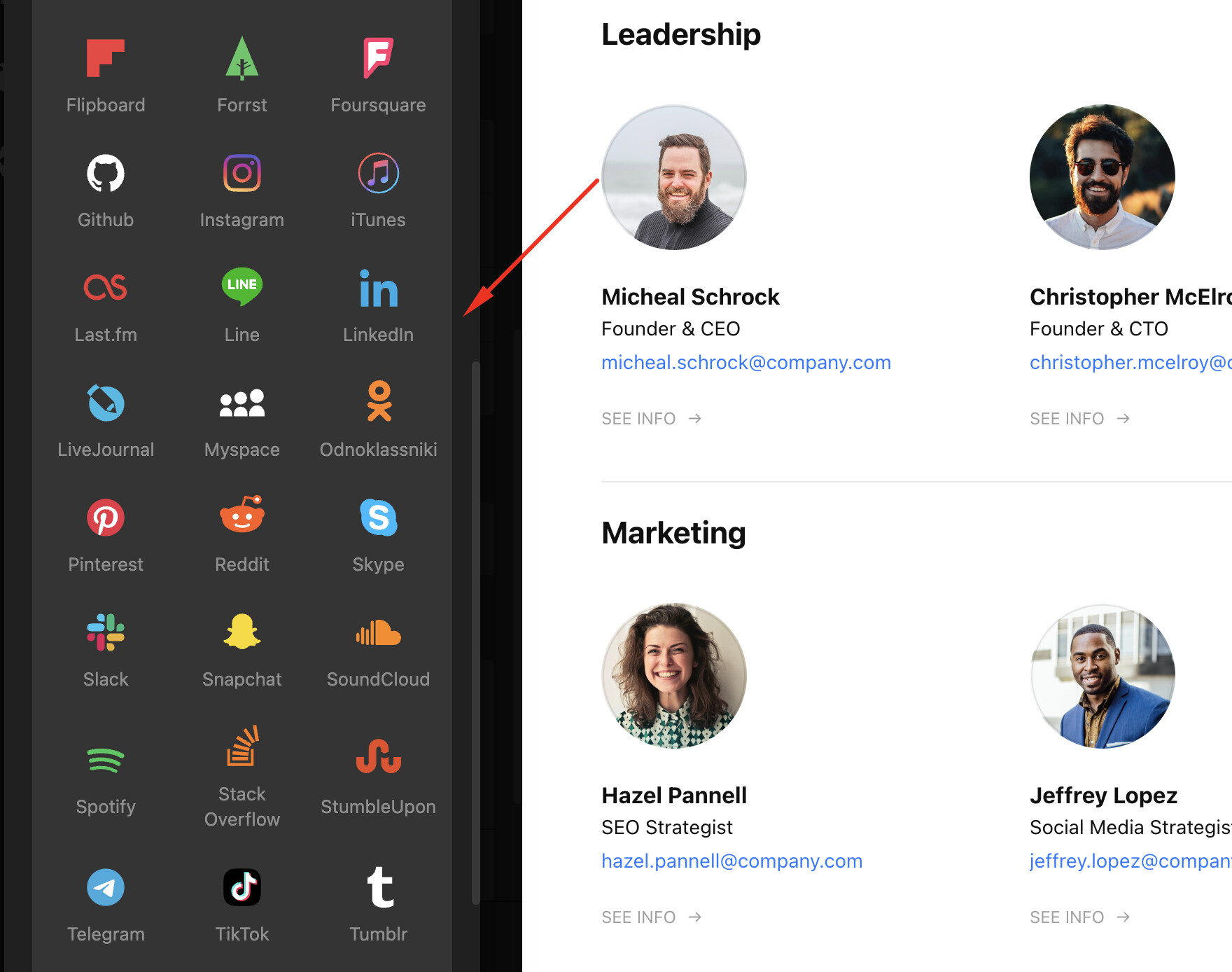 Team Showcase: Icon scroll - Fixed - Elfsight Community
