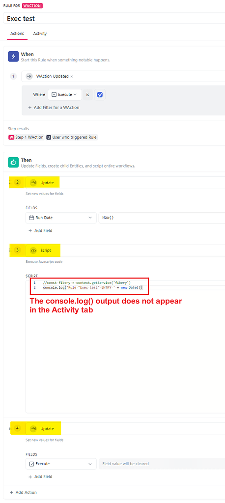 Script Action is not executed when it exists in a Rule with other Actions - Bugs & Issues ...