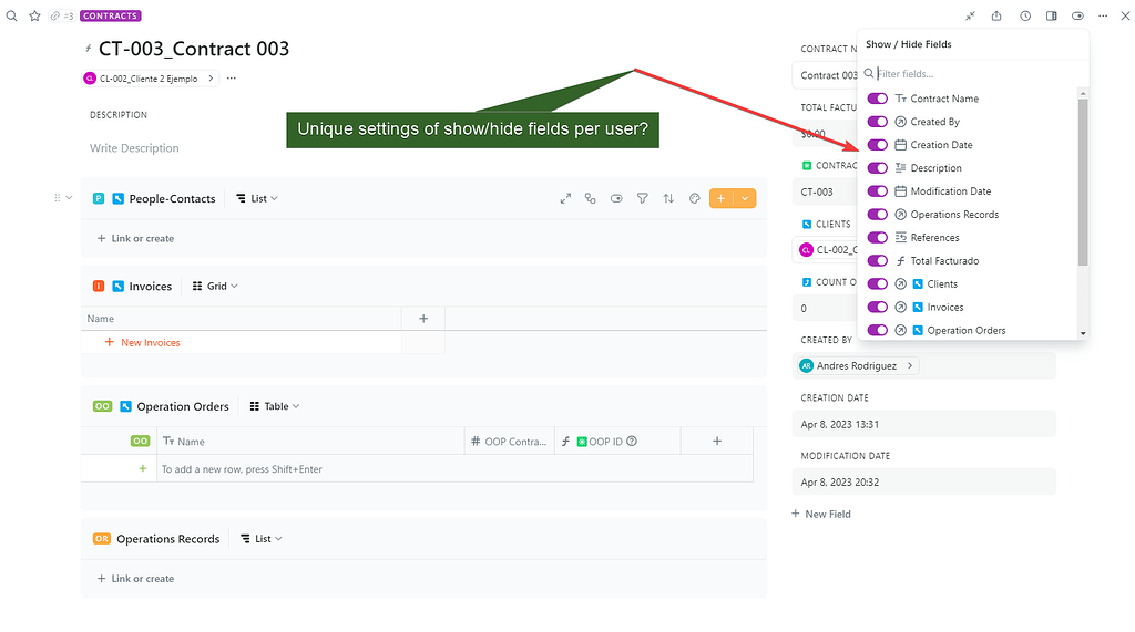 Customizable Entity View. Shown Fields per User - Ideas & Features - Fibery.io Community